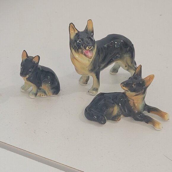 Vintage | Accents | Vintage Miniature German Shepherd Family Bone China ...